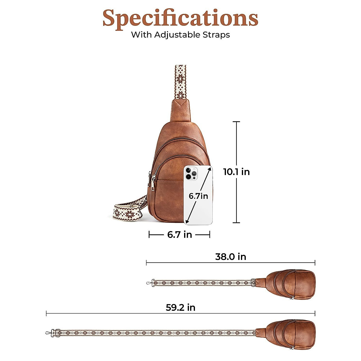 CHOLISS Small Sling Bag for Women Leather Crossbody Fanny Packs Chest Bag for Women, Brown