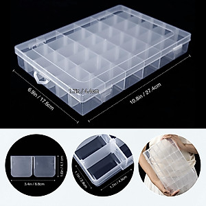Benbilry 36 Grids Clear Plastic Organizer Box with Adjustable Dividers, 36 Compartment Organizer Clear Storage Container for Bead Organizer, Fishing Tackles, Felt Board and Jewelry Storage