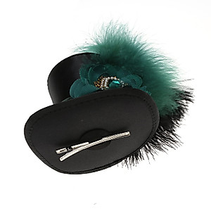 Comott Mini Top Hat Headband Fascinator Ostrich Feather Top Hat for Derby Tea Party
