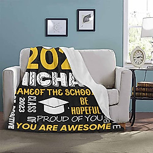 InterestPrint Personalized Blanket Graduation, College Graduate, High School Class of 2023 for Graduating Blanket Throws