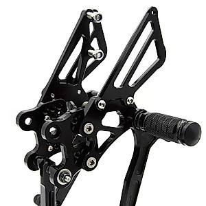CNC Motorcycle Adjustable Rearsets Foot Pegs Rear Set Footpeg Brake Shift Pedal Compatible with Ninja ZX12R ZX-12R 2000 2001 Black