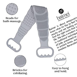 BAIMEI Silicone Back Scrubber for Shower, Handle Body Washer, Exfoliating Texture Body Scrubbers - Grey