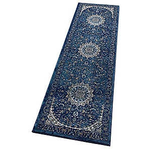 Well Woven Mahal Luxbury Traditional Area Rug, 2'3" x 7'3" Runner, Blue