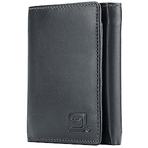Leather Trifold Wallets for Men - RFID Blocking - Mens Trifold Wallet in Black