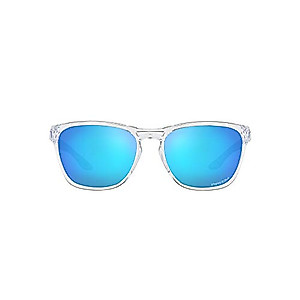 Oakley Men's Oo9479 Manorburn Square Sunglasses, Polished Clear/Prizm Sapphire, 56 mm