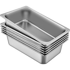 Vevor Hotel Pan Full Size 6-Inch, Steam Table Pan 6 Pack, 22 Gauge/0.8mm Thick Stainless Steel Full Size Hotel Pan Anti Jam Steam Table Pan : Industrial & Scientific