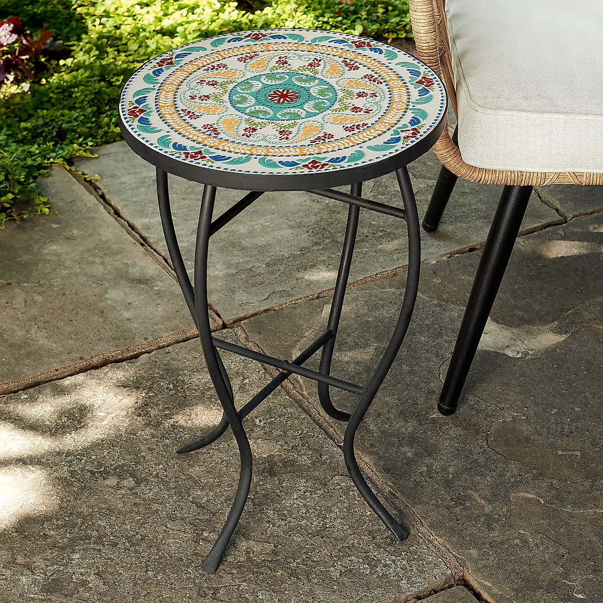 Quality Outdoor Living 29-KY02BL Accent Side Table, Small, Blue