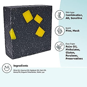 360Feel Old fashioned Pine Tar Soap exfoliant Handmade Man Soap - Made with real Tar and honey, Masculine fragrance