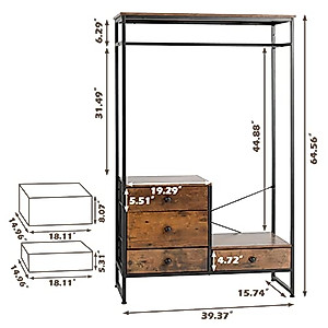 YIGOBUY Free Standing Closet Organizer Heavy Duty Garment Rack with 4 Drawers Extra Large Entryway Hall Tree with Shoe Storage Wardrobe Clothes Garment Rack