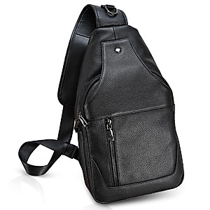 Full Grain Leather Crossbody Sling Bag Chest Backpack Outdoor Travel Hiking Sports Daypacks