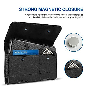 Mopaclle Phone Holster for Galaxy Note 20 Ultra/ S23 Ultra / S21+/ A13/ A14/ A03/ A04s/ A42/ A21/A52 /A53/A73/ iPhone 13 Pro Max/ 15 Plus/Moto G Stylus, Nylon Belt Clip/Loops Phone Pouch Card Holder