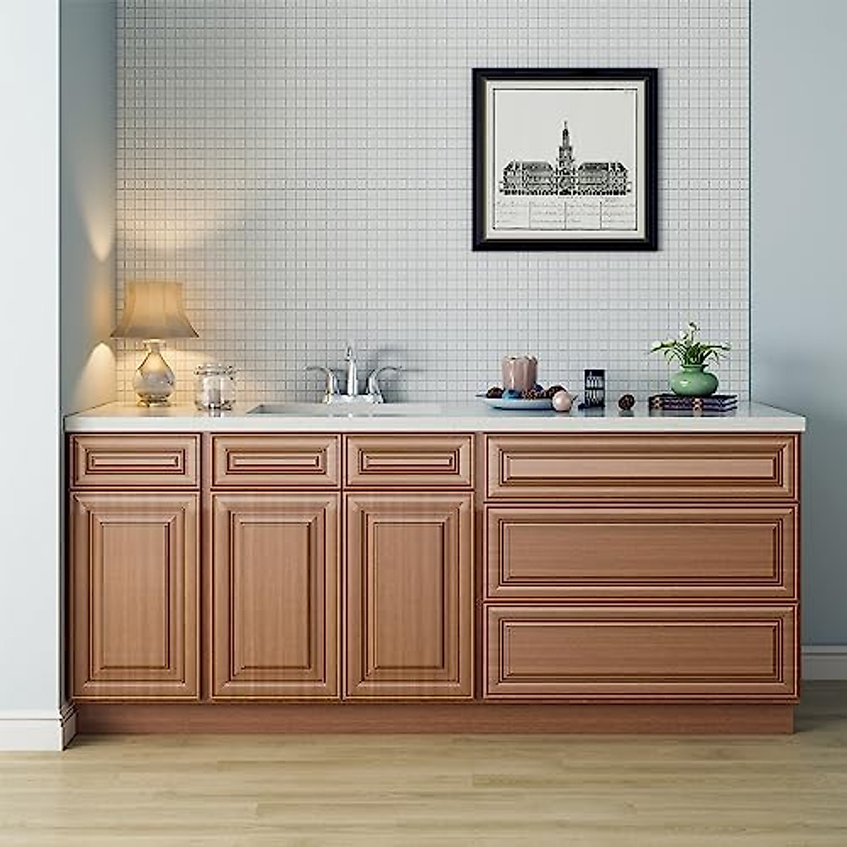 ROOMTEC 36" Assembled Bathroom Vanity Sink Cabinet & Kitchen Base Cabinet, Large Capacity Single Sink Storage with Soft-Close Doors & Decorative Drawer, Versatile for Bathrooms, Kitchens, Laundry