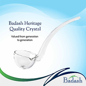 Badash Crystal Gravy Serving Ladle - 6" Long Mouth-Blown Lead-Free Clear Glass Punch Ladle - Elegant Small Spoon-Sized Serving Utensil - Glass Gravy Ladle for Sauce & Salad Dressing