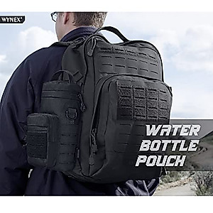WYNEX Molle Water Bottle Holder, Tactical Water Bottle Carrier Bag of Laser-Cut Design Hydration Pouch with Shoulder Strap Fits Up to 32 oz