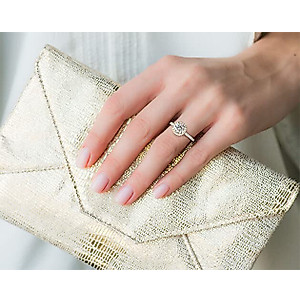 Blocaci 1 CT TW Round Cut Moissanite Engagement Ring for Women 10k White Gold Size 4.5