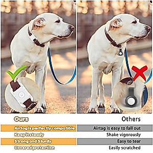 Airtag Dog Collar Holder, Silicone Apple Airtag Holder for Dog Collar, Waterproof Protective Air Tag Holder Case Compatible with Cat Dog Collars Loop & Backpack Accessories - White