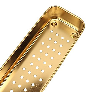 Cutlery Tray, Food Grade Intelligent Drainage Lightweight Kitchen Chopstick Storage Box Practical with Lid for Restaur(Gold)