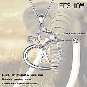 IEFSHINY Elephant Gifts Elephant Necklaces for Women, A Good Luck Elephant Love Heart Pendant Necklace Lucky Elephant Jewelry for Women Girls Friends
