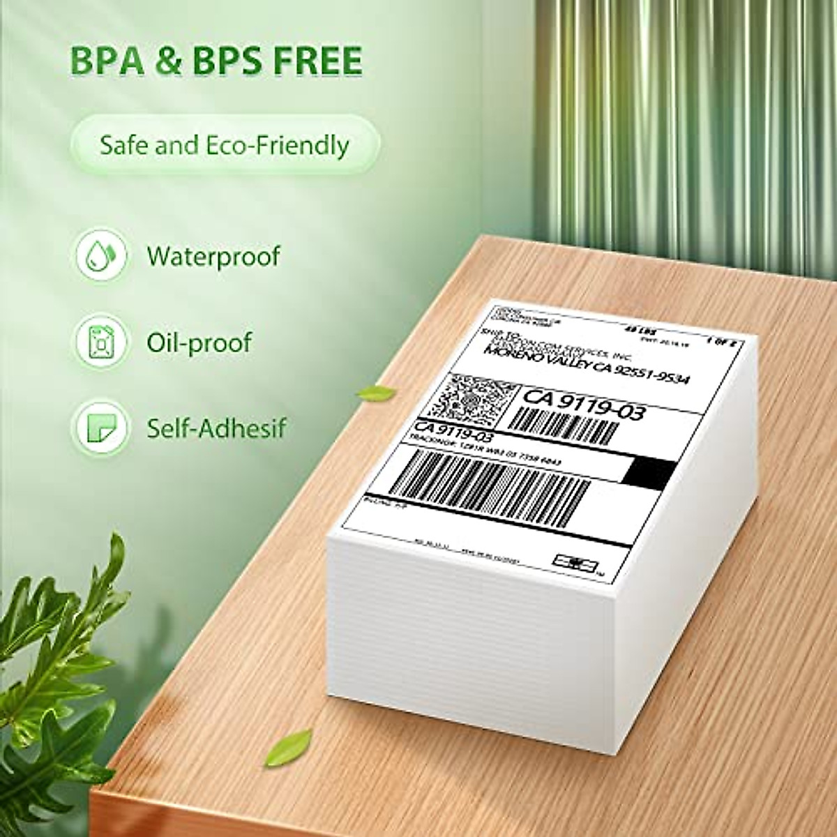 JADENS 3''x5'' Direct Thermal Labels, Perforated Shipping Labels, Adhesive Blank Stickers for Postage, Address, Mailing, Compatible with Thermal Label Printer, 500 Fanfold Labels per Stack