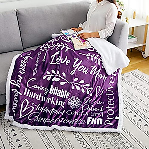 mami home I Love You Mom Blanket – Meaningful Mom Blanket, Mother’s Day Present Ideas, 60x50 (Sherpa, Purple) - Mom Birthday Gifts, Mothers Day Blanket Gifts, Mom Gifts from Daughter