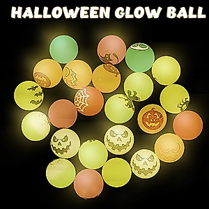 96pcs Halloween Party Favors for Kids, Halloween Party Goodies Bags Toys with Stretchy Skeletons Stamps Glowing Bouncy Balls and LED Flash Rings, Halloween Prizes for Trick or Treat School Classroom Rewards for Kids Boys Girls