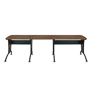 Techni Mobili Deluxe L Shaped, Corner Configurable as Left/Right-Handed L Inline, Durable Steel Frame with Spacious Work Area, Walnut and Grey Office Desk, 67” W x 57” D x 29” H