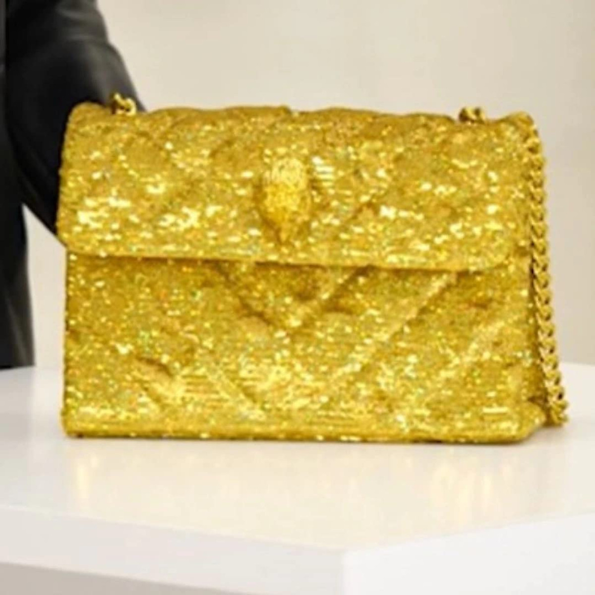 Kurt Geiger Women's Medium Kensington Gold Sequin Quilted Crossbody Bag