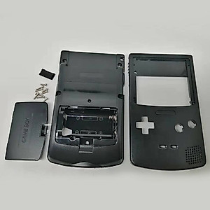 Cowhilan Replacement IPS Full Housing Shell Case + Screwdrivers Compatible with Gameboy Color GBC IPS Highlight Screen Console, Black