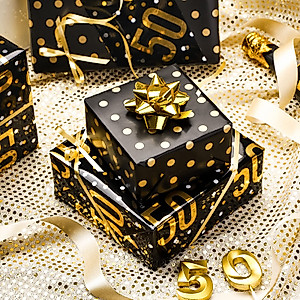 LeZakaa Reversible Wrapping Paper Roll - 50" Lettering Design with Metallic Foil in Black for Birthday, Wedding Anniversary - 17 inches x 32.8 Feet (46.45 sq.ft.)