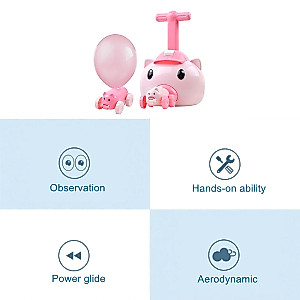 XHSP Balloon Powered Pink Pig Cars - Pink Pig Balloon Cars Toy Set,Balloon Powered Launcher Kids Toys Science Education Toys for Children, Boys Girls, 6+ and Classroom