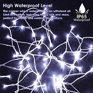 EXF Super Long Outdoor Solar Christmas Lights, 8 Modes 98FT 300 LED Solar String Lights with Clear Wire, Solar Fairy String Lights for Xmas Party Garden Fence Tree Balcony (Cool White)