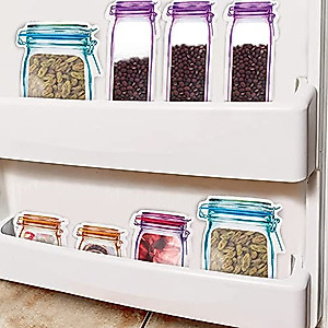 Enkrio 18 Pack Reusable Zip lock Snack Bags, Mason Jar Zipper Food Saver Snack Sandwich Ziplock Bags Leakproof Storage Bags for Travel Camping(3Small,4Medium,8Large,3Tall)