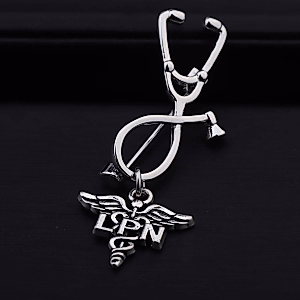 Medical Stethoscope Brooch Pins for Doctor Nurse Medical Students Medical Caduceus Gift For RN,PA,MA,LPN,LVP,NP,Vet (Copper LPN Brooch)
