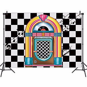 HQM Back to 50's Sock Hop Photography Banner Birthday Rock Roll 50's 60's Hop Party Photo Background Retro Diner Time Classic Backdrop 71x47.2 Inch Supplies