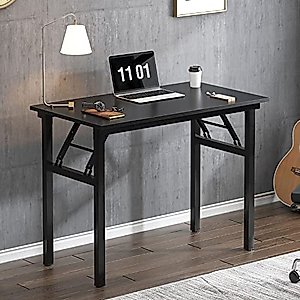 Need Small Computer Desk 31.5 inches Folding Table No Assembly Sturdy Small Writing Desk Folding Desk for Small Spaces, All Black AC5-8040-CB