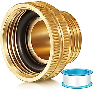 Solid Brass Garden Hose Adapter, 3/4'' GHT Garden Hose Male x 1'' NPT Female Connector, 1 Inch Male Garden Hose Thread to 1.3 Inch Pipe Fittings Thread, with Rubber Gasket and Sealant Tape