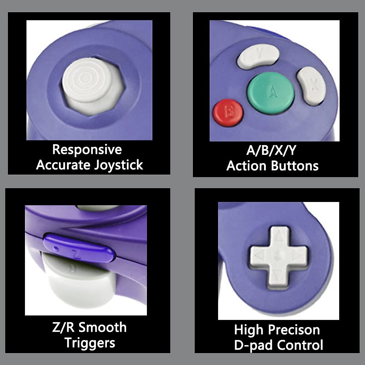 Reiso Classic NGC Wired USB Controller for Windows PC MAC (Purple)