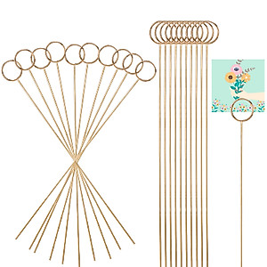 20pcs Floral Card Holder Picks, Metal Round Shape Golden Card Holder Gift Card Holder Fancy Flower Pick Clips Flower Bouquet Accessories for Party Wedding Flower Arrangements