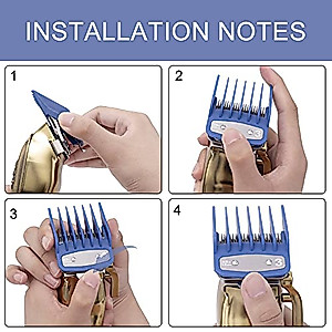 Professional 10 Color Coded Comb Attachment，Metal Hair Clipper Guards Cutting Guides/Combs，from 1/16inch to 1inch，Compatible with Wahl Clippers Combs