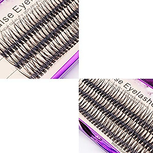 Bodermincer 120pcs 0.10mm Thickness Handmade Fish Tail False Lahses Thick Natural Long Black Individual False Eyelashes Fake Eye Lashes Extensions Makeup Tool (12mm)