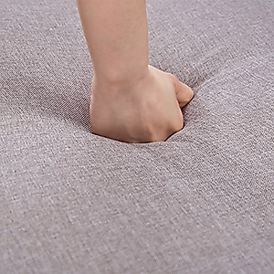 Morhome Rivet Revolve Modern Upholstered Sofa with Reversible Sectional Chaise, Living Room L-Shape 3-Seater Couch, Gray Linen