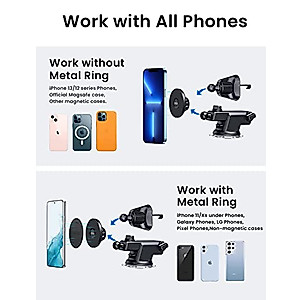 Ciencimy Compatible with MagSafe Car Mount for Car Windshield/Dashboard/Air Vent Long Arm Magnetic Phone Holder for iPhone 13 12 Pro Max Mini [Ultra Stable & Strong Suction] Suction Cup Phone Holder