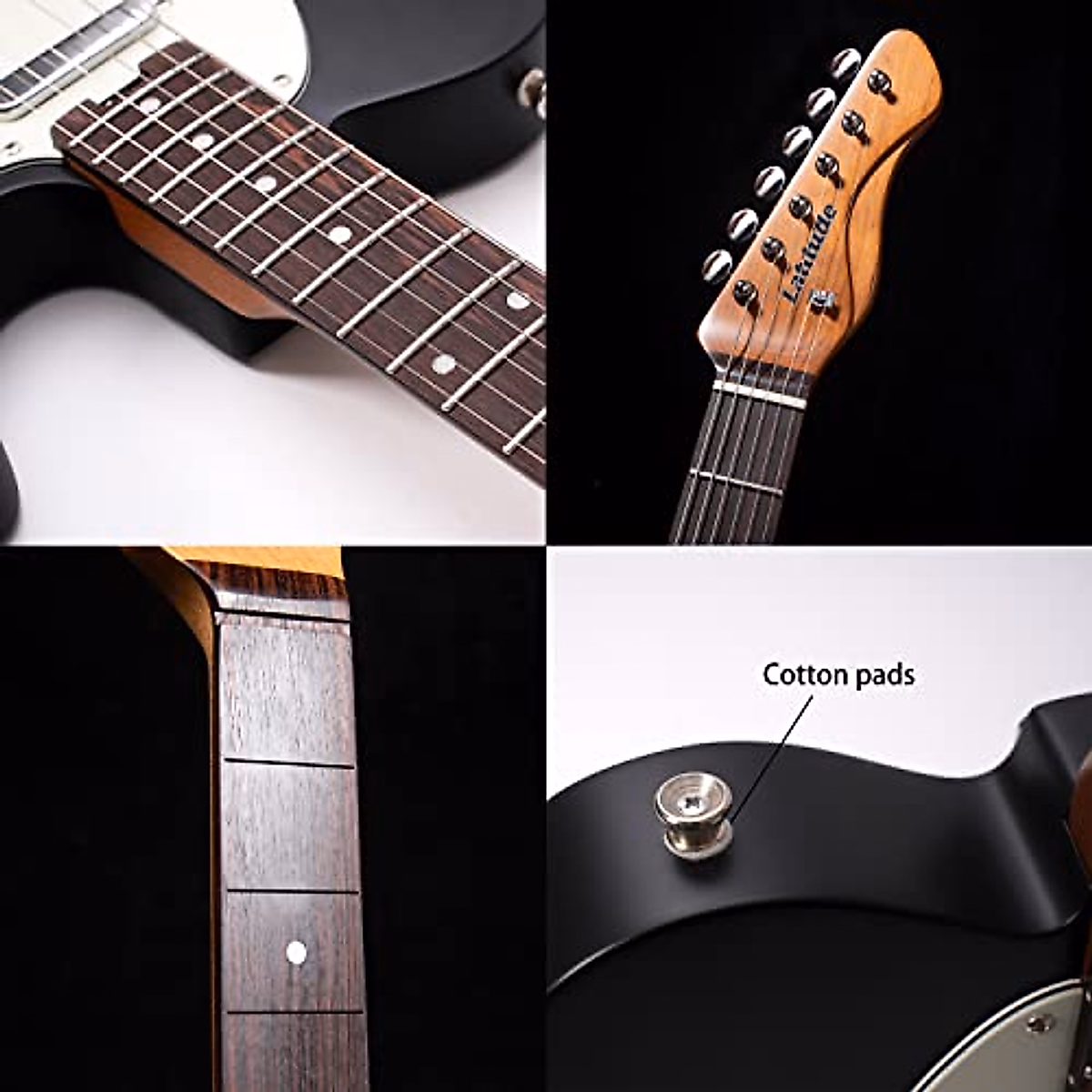 Latitude Lark Classic Electric Guitar, Alder Wood Nitro Paint Solid Body,Roasted Maple Thin C Neck Jumbo 21 Frets Modernist Fine Instrument, Rosewood fingerboard,Weight 7 lbs