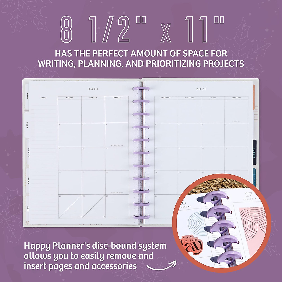 Happy Planner 2023 Daily Planner and Calendar, 12-Month Daily, Weekly, and Monthly Planner, January 2023–December 2023, Vertical Planner, Colorful Animal Theme, Big Size, 8 1/2 Inches by 11 Inches