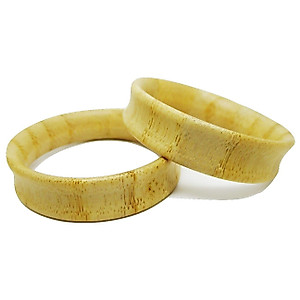 Pierced Republic Organic Carved Wood Bamboo Ear Plug -Double Flared Saddle - Flesh Tunnel - Pair - 15 Sizes - NEW!! (1/2" (12mm))