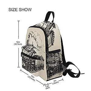 AUUXVA Kids Backpack for Boys Girls Vintage Steam Locomotive Train Toddler Backpack Travel Elementary Kindergarten Preschool Bookbag with Chest Strap