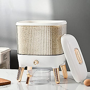 22 lbs (About 10kg) Rice, Dry Food, Flour, Grain Dispenser, Rice Container with lid and Measuring Cup, Fully airtight Dry Food Storage Container for Whole Wheat Rice Storage, Kitchen Storage