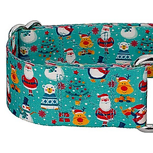 Country Brook Design - Santa and Friends Christmas Dog Collar with 11 Festive Patterns - 1 1/2 Inch Martingale Collection (1 1/2 Inch, Large)