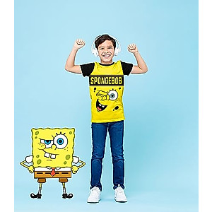Nickelodeon Spongebob Square Pants Shirts for Boys (3-Pack) KidsGraphic Tshirt for Toddler & Up - 10 Wh/Bk/YEL SS