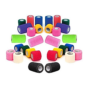 Prairie Horse Supply Vet Tape Bulk (Assorted Colors) (24 Pack) (2 Inches Wide) Vet Medical First Aid Tape Self Adhesive Adherent for Ankle Wrist Sprains and Swelling